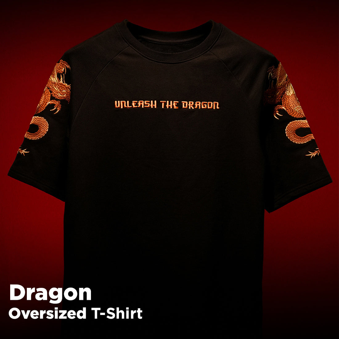 Dragon Embroidered T Shirts For Men | Heavy Gauge Oversized Tee ...