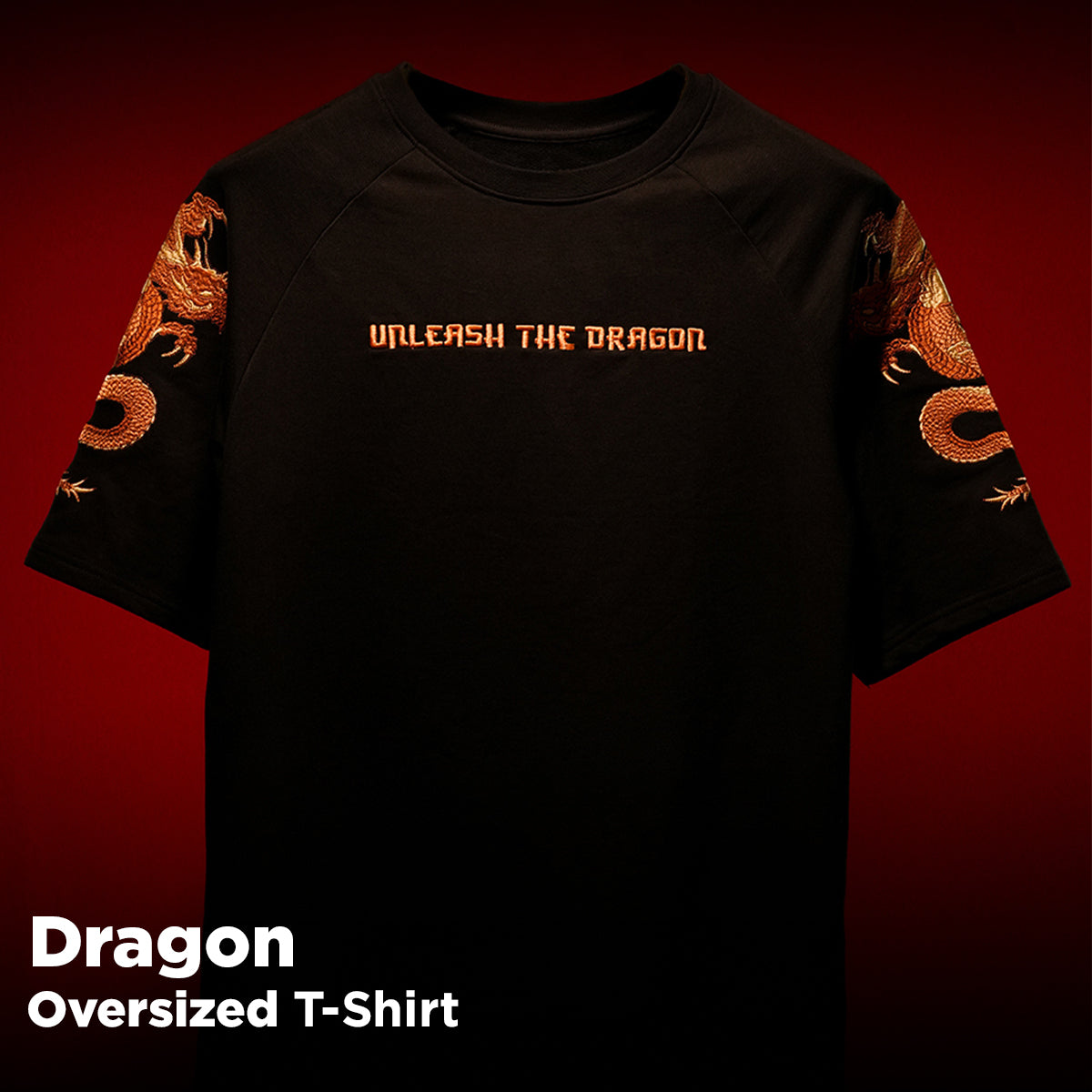 Dragon Embroidered T Shirts For Men | Heavy Gauge Oversized Tee ...