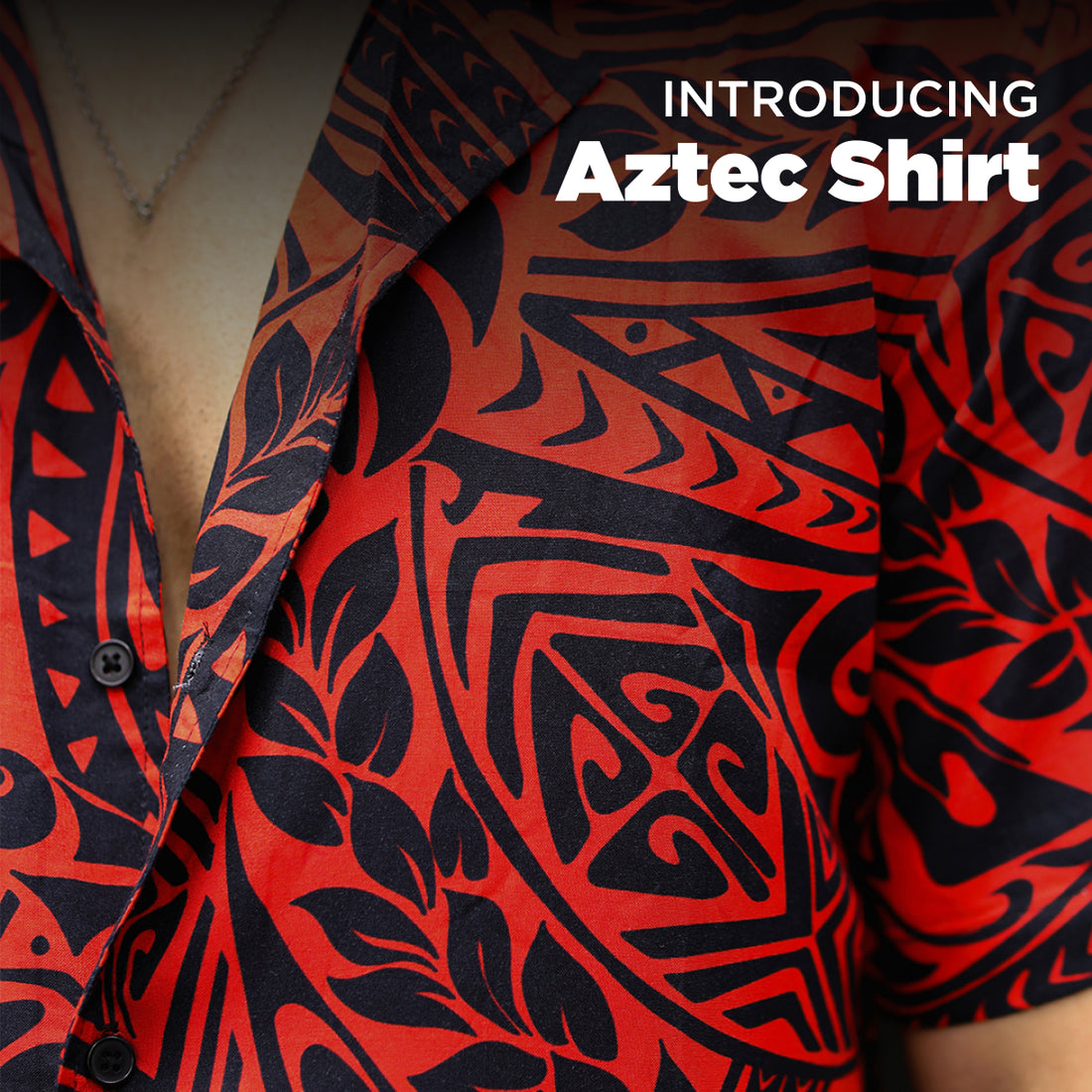 Men's Aztec Black Shirt | Red Pattern Rayon Shirt | Mydesignation