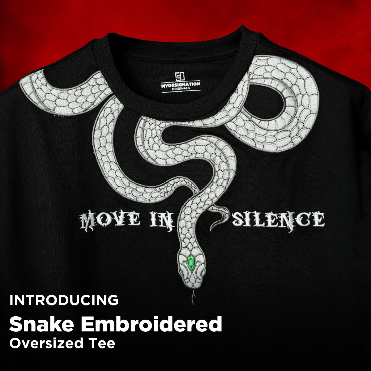 Snake Embroidered Oversized Tshirt | Premium Cotton | Mydesignation