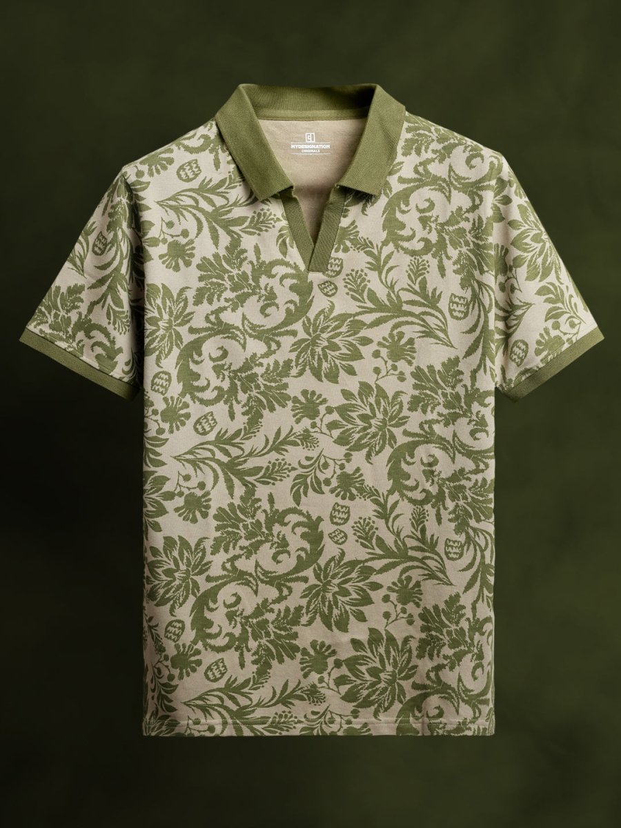 Ajrakh Floral Polo | Heavy Gauge Cotton | Mydesignation – MyDesignation