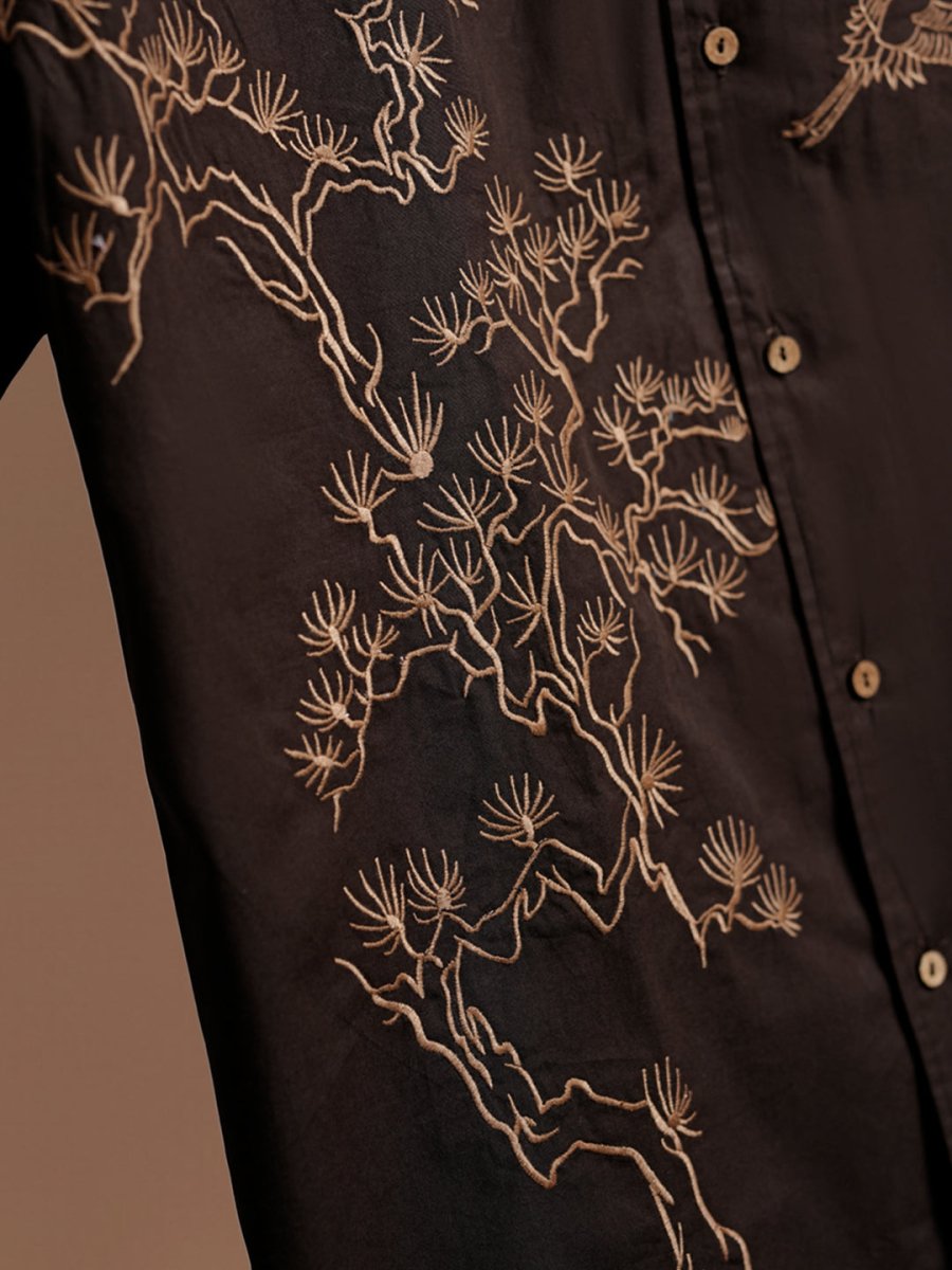 Bonsai Embroidered Shirt | Cotton Poplin | Mydesignation