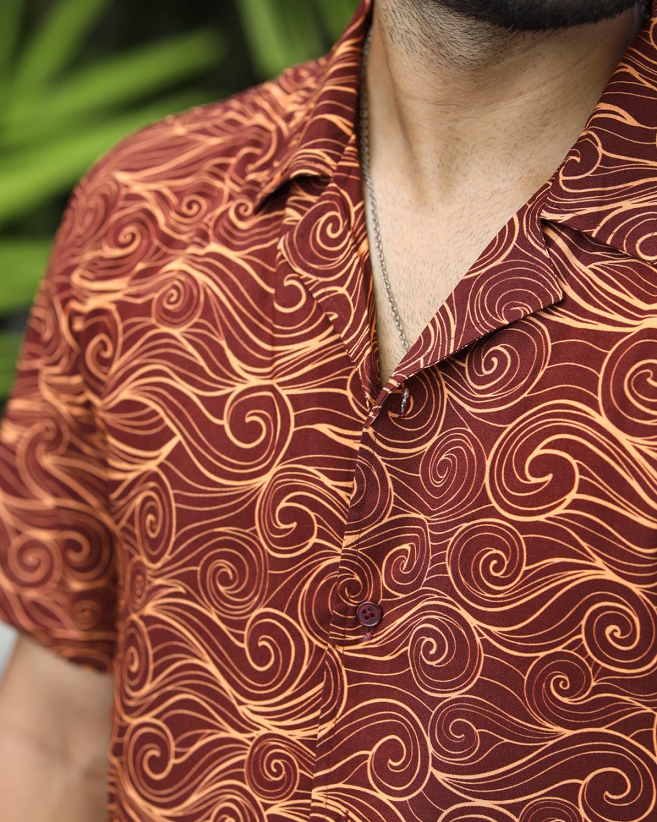 Brown Wind Pattern Shirt For Men | Casual Shirts | Mydesignation