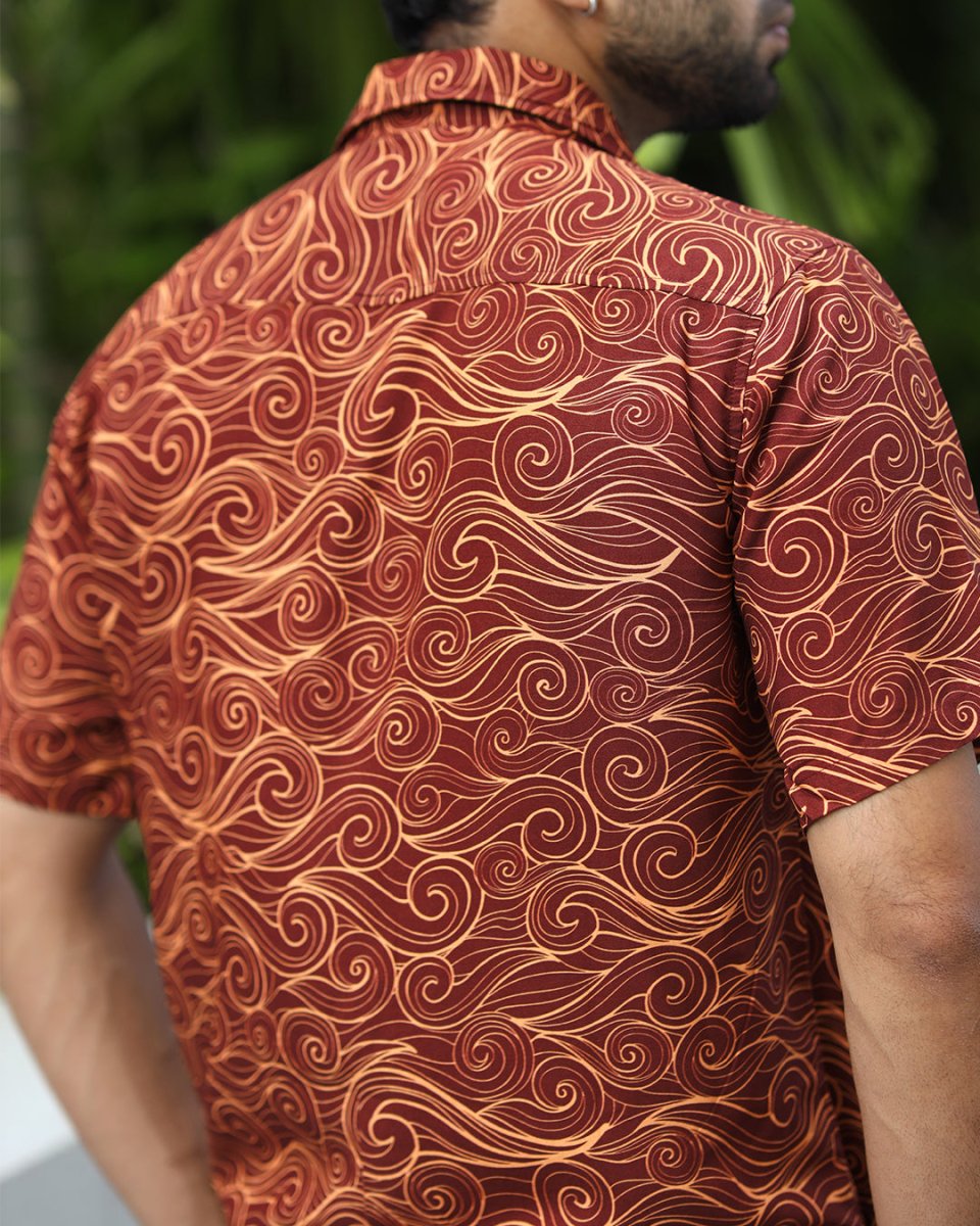 Brown Wind Pattern Shirt For Men | Casual Shirts | Mydesignation