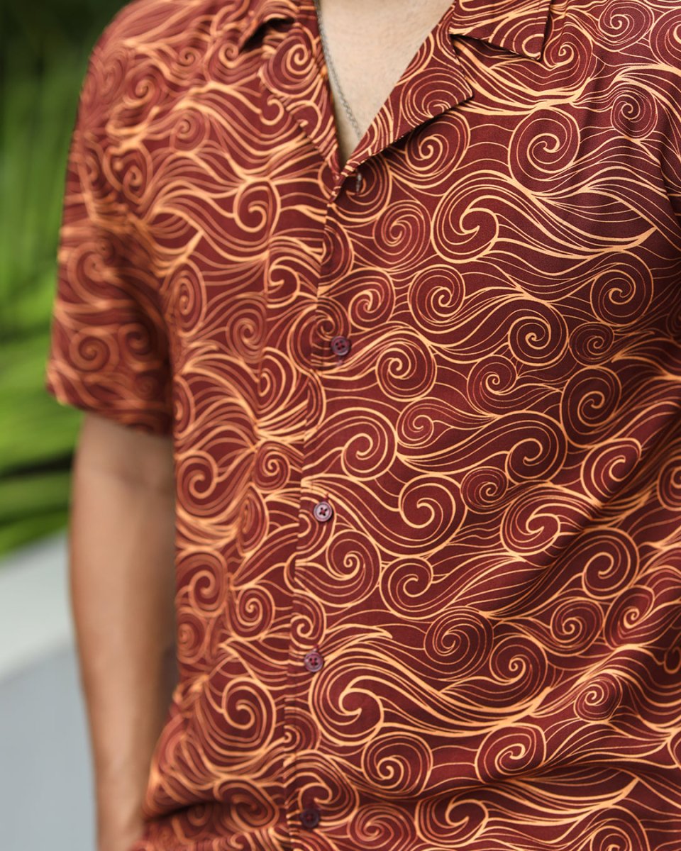 Brown Wind Pattern Shirt For Men | Casual Shirts | Mydesignation