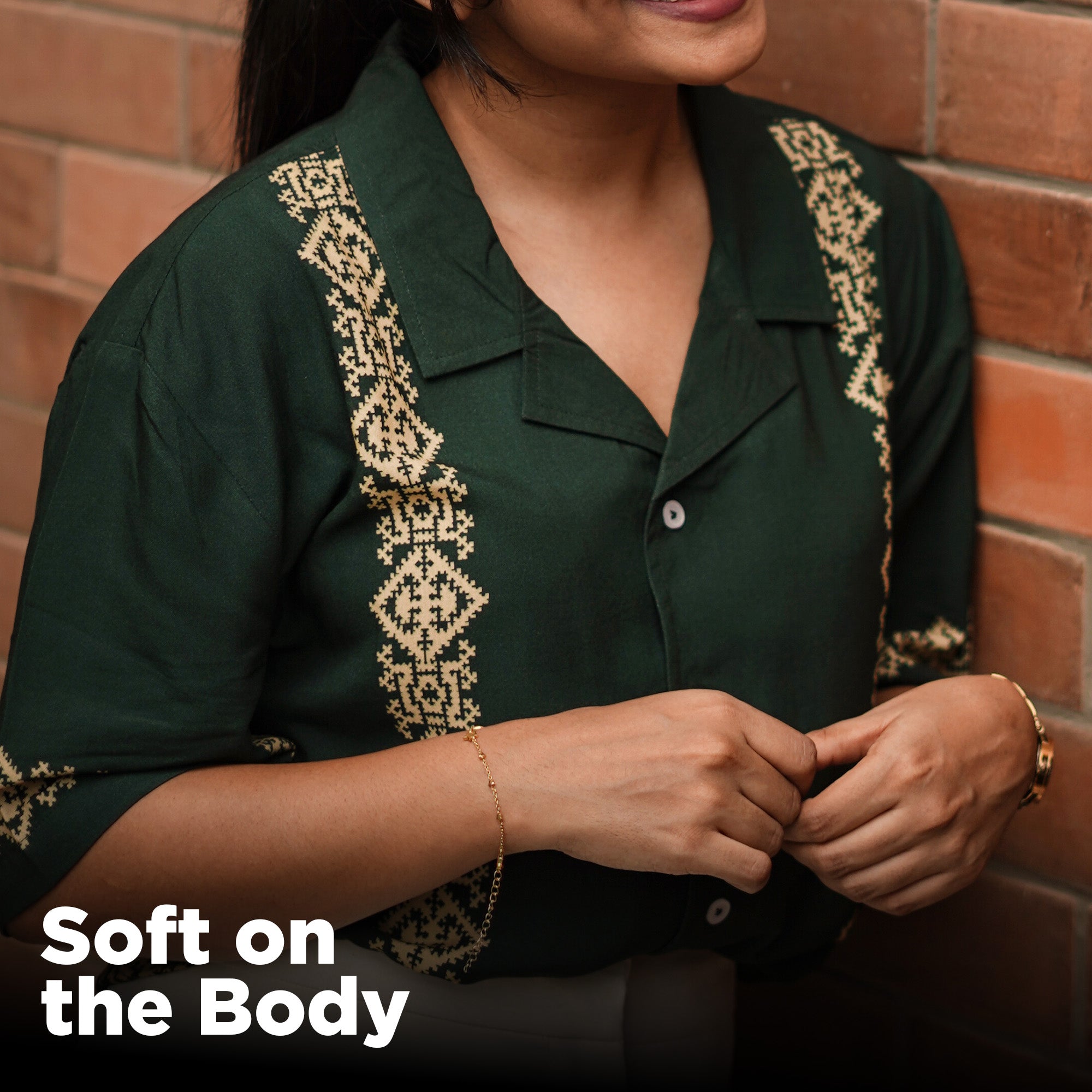 Premium Lightweight Green Panel Shirt for Women | Mydesignation