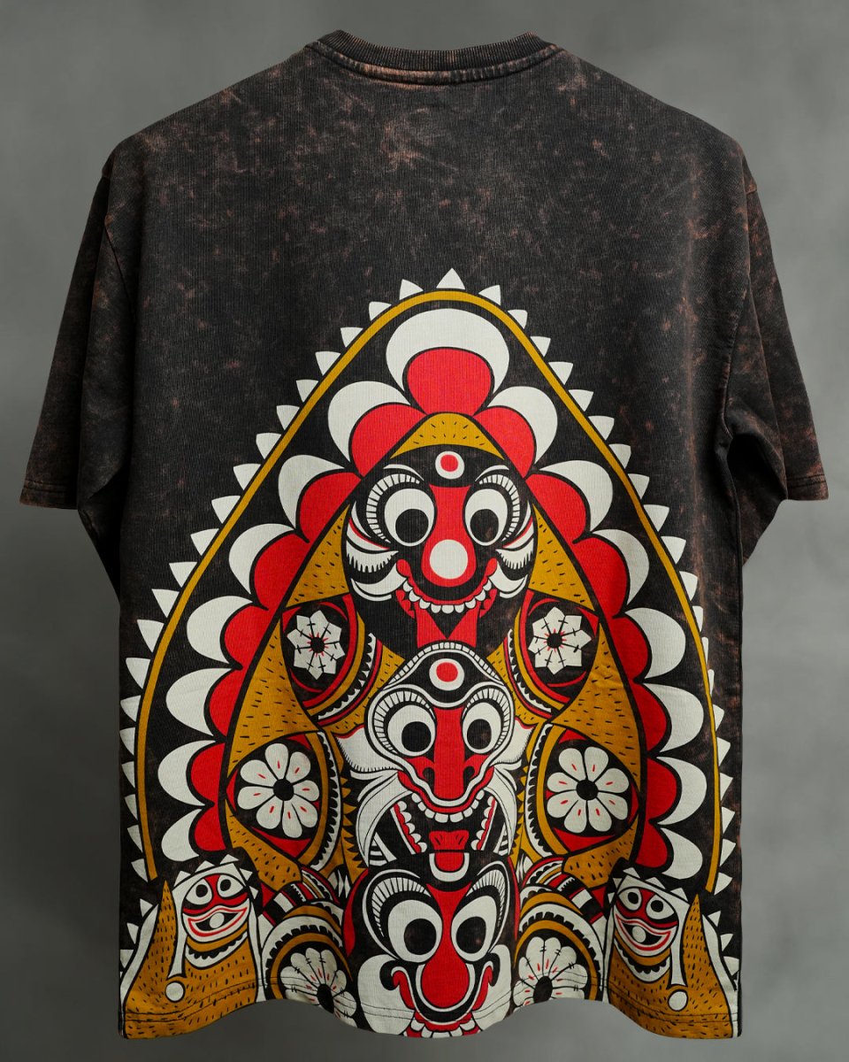 Padayani Oversized Tshirt | Embroidered Cotton | Mydesignation