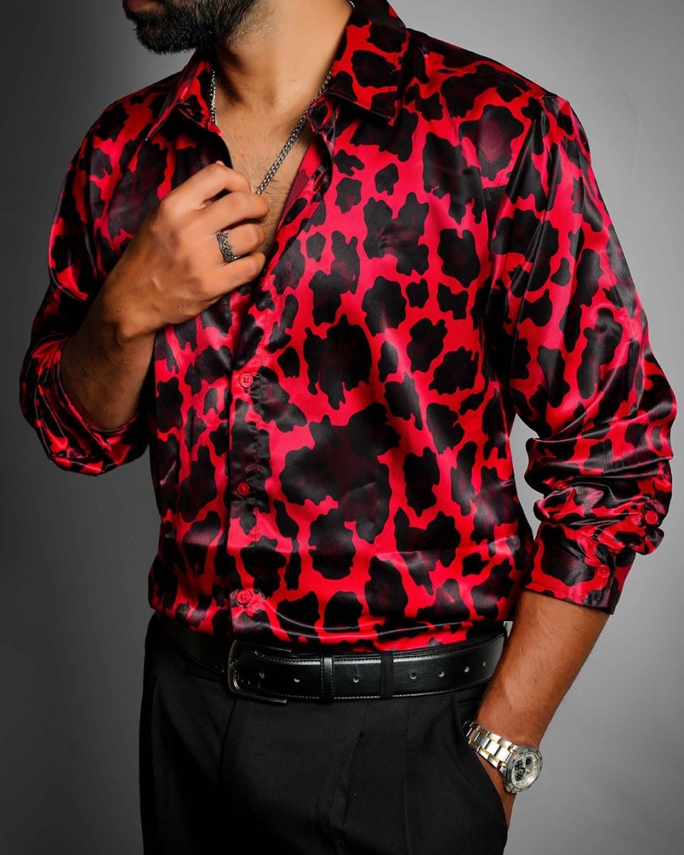 Buy Red Leopard Shirt Online | Full Sleeves Shirt | Mydesignation